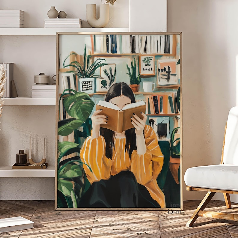 Woman Reading Art Print: Boho Eclectic Home Decor - Etsy