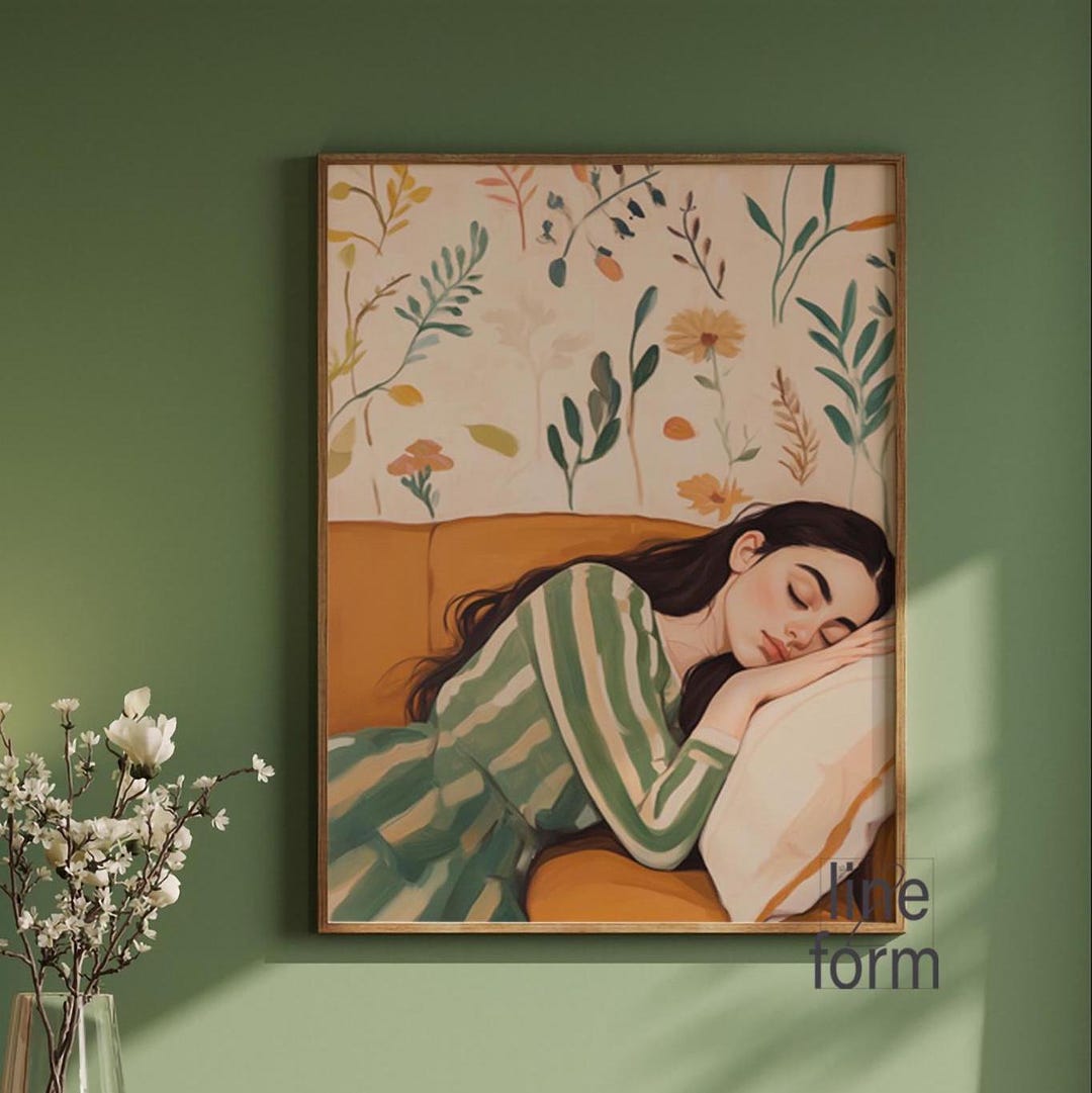 Woman Sleeping Art Print: Eclectic Abstract Female Painting - Etsy