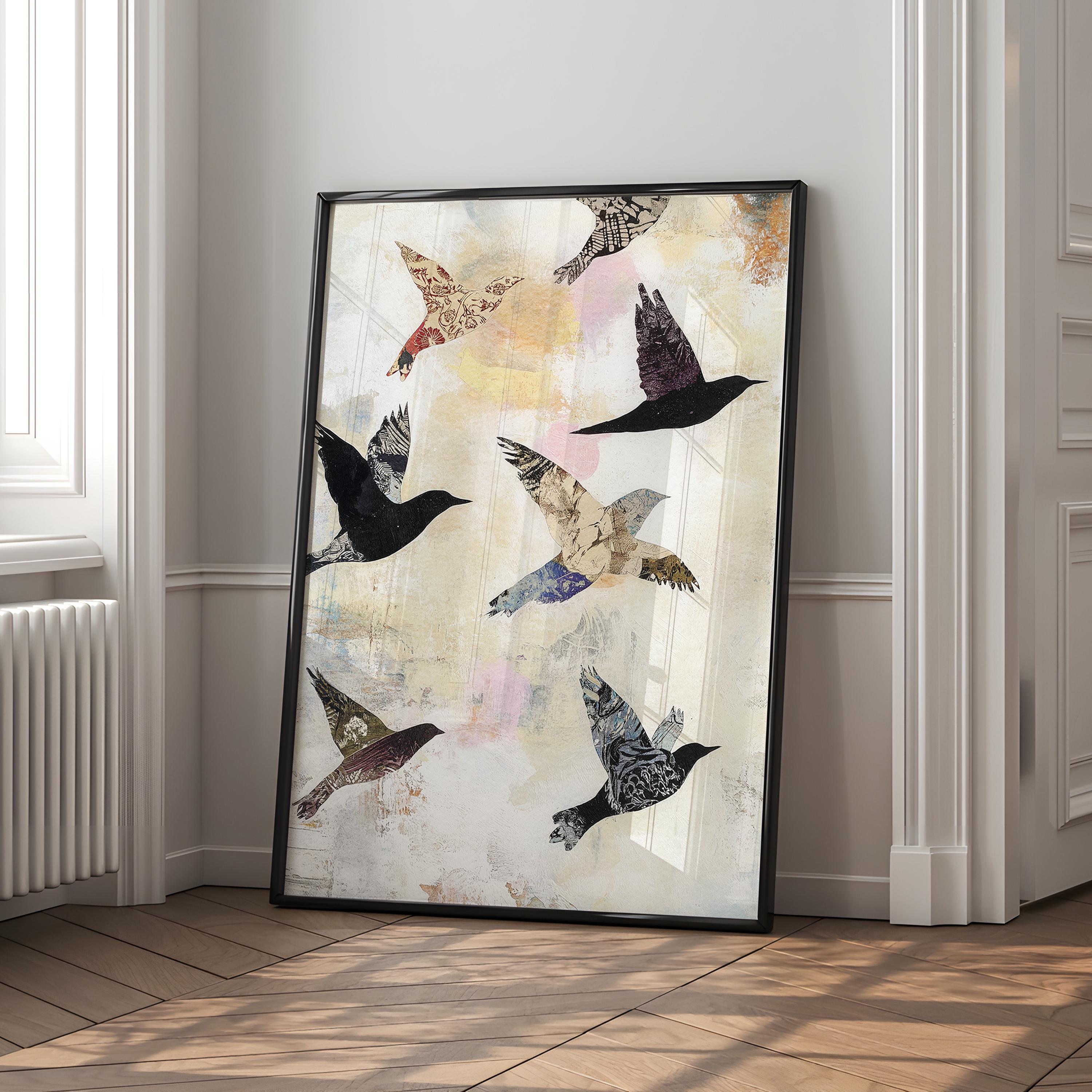 Flying Birds Print Set of 2: Abstract Pastel Wall Art - Etsy