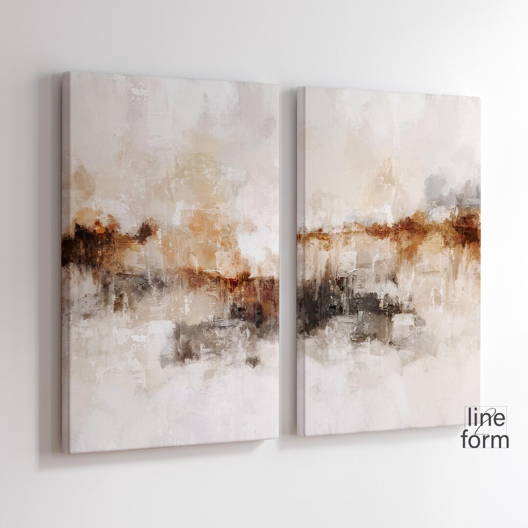 Modern Textured Abstract Set of 2 Prints, Neutral Art Print Set, 2 ...
