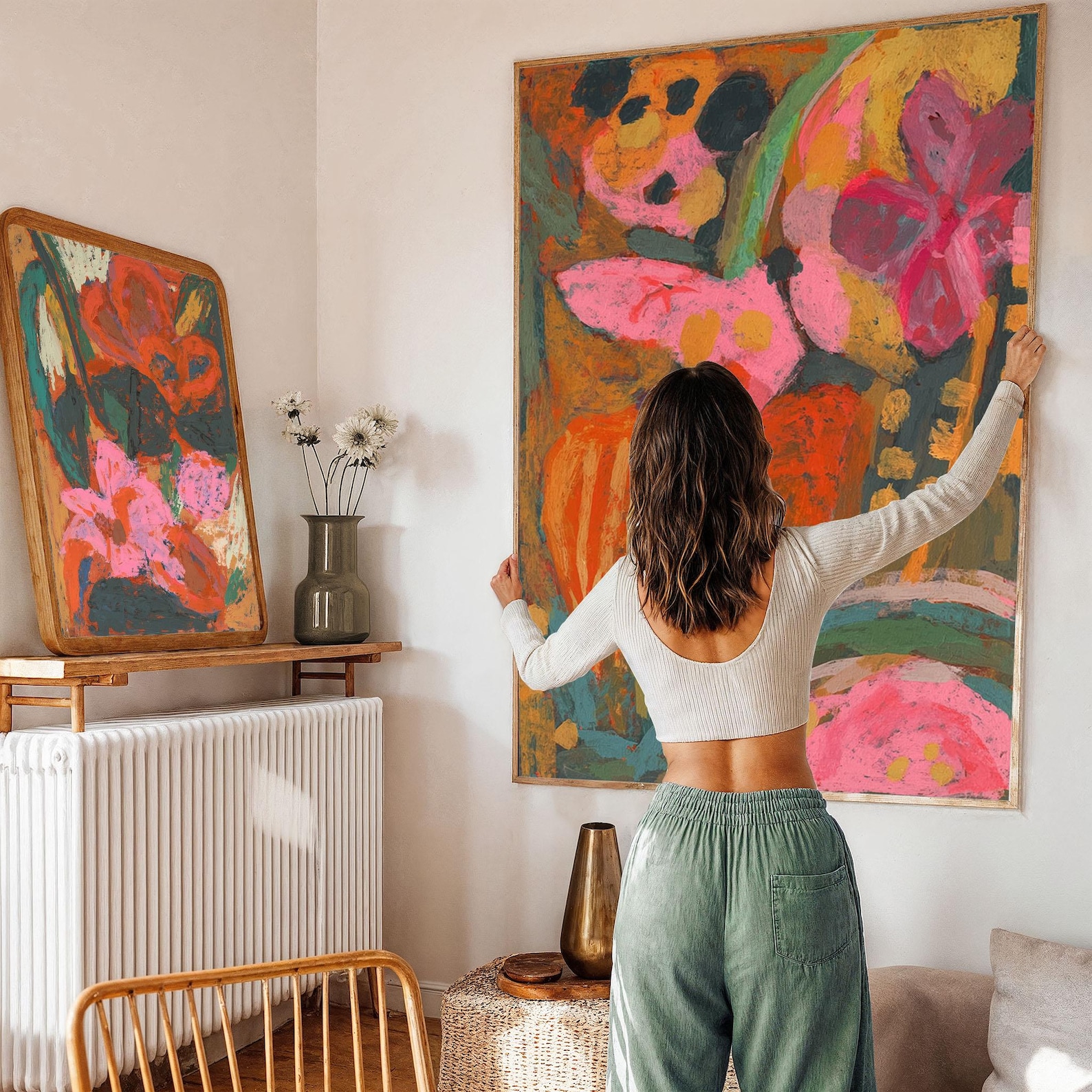 Abstract Floral Print Set of 2: Colorful Modern Art (unframed) - Etsy