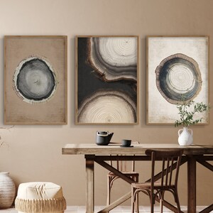 Tree Ring Prints Set of 3 Grunge Wood Tree Stump Prints Tree Ring Art ...