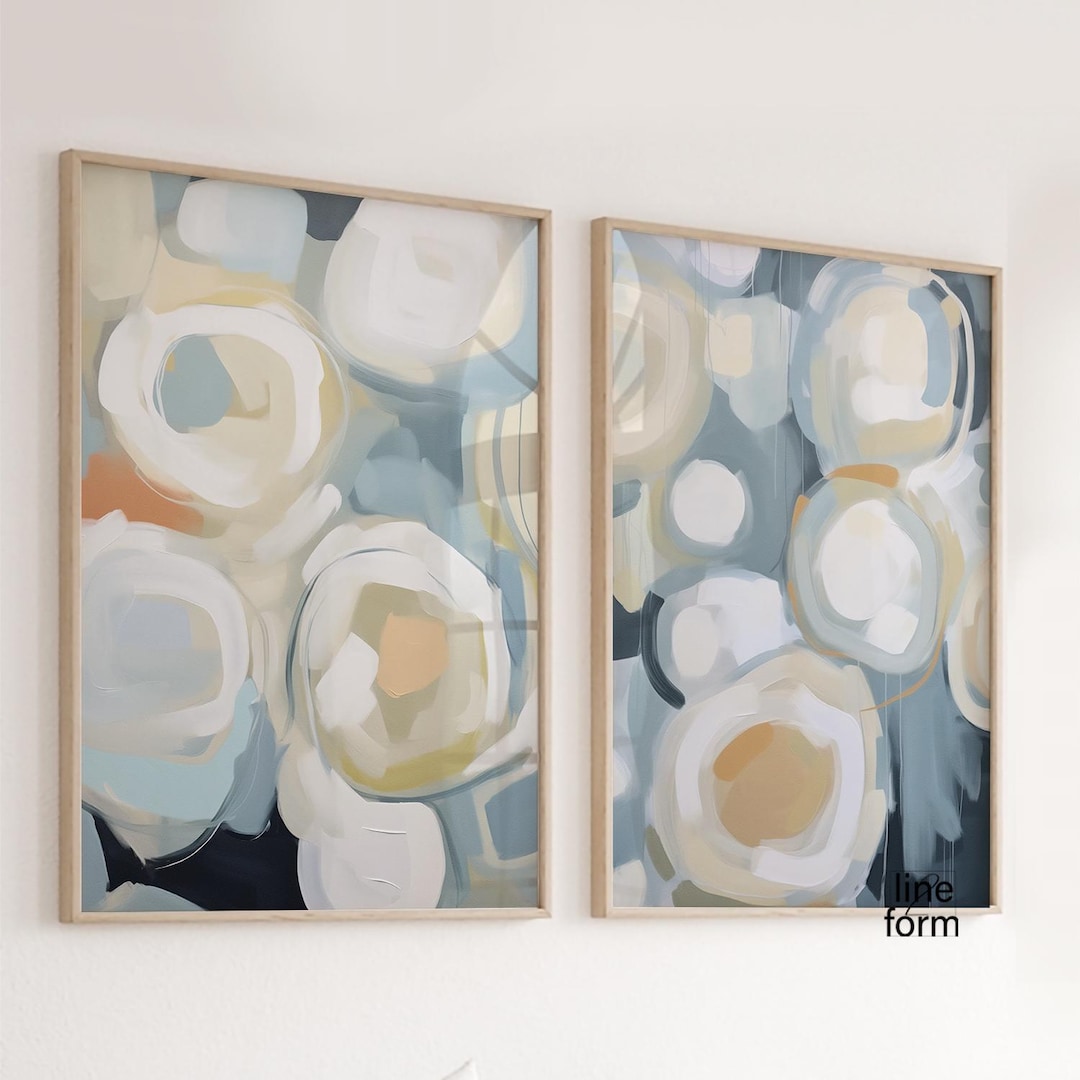 Light Blue Abstract Art Prints Set of 2: Modern Home Decor Set - Etsy