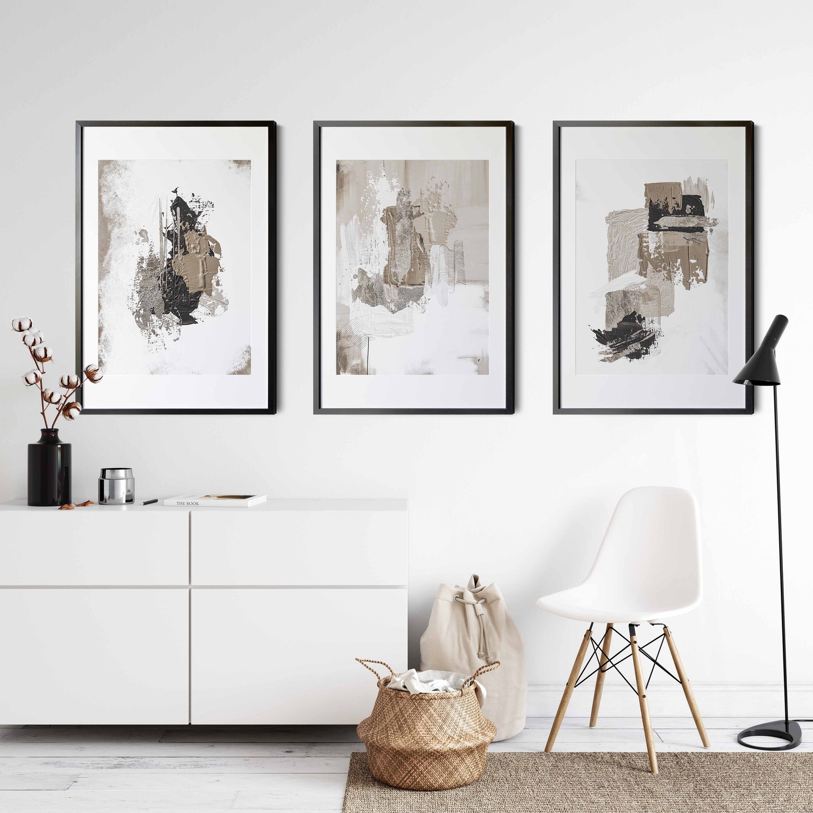 Greige Simple Abstract Gallery Wall Art Set of 3 Neutral - Etsy