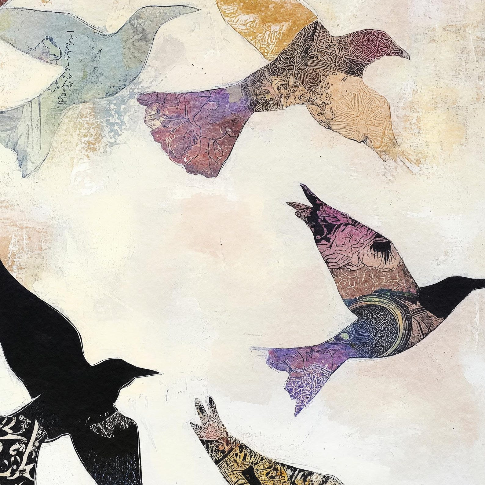 Flying Birds Print Set of 2: Abstract Pastel Wall Art - Etsy