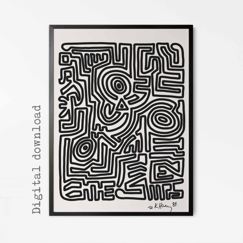 Keith Haring Poster Keith Haring Modern Line Drawing Keith - Etsy