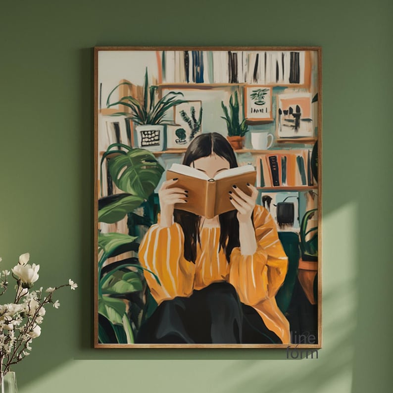 Woman Reading Art Print: Boho Eclectic Home Decor - Etsy