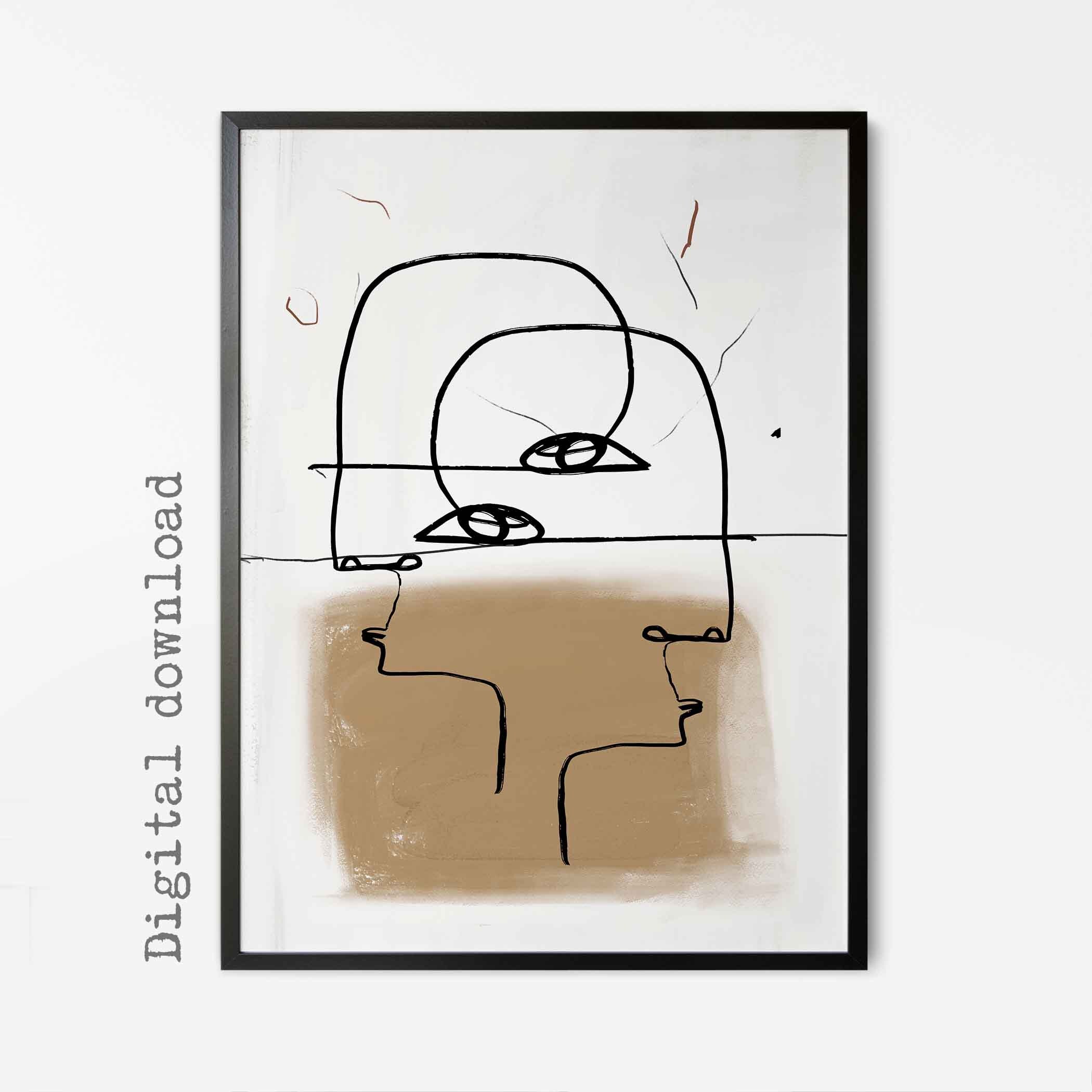 Modern Line Drawing Abstract Sketch One Line Art Abstract Head - Etsy