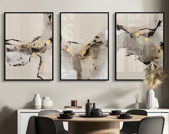 Japandi Wall Art Prints Set of Two Pieces Digital Abstract Textured Neutral Beige Earth Tones ...