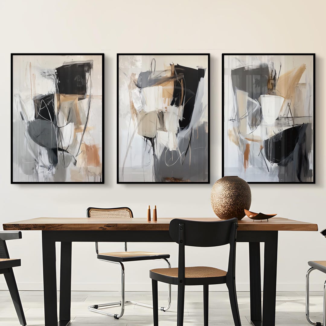 Abstract Art Print Set Modern Neutral Abstract Gallery Wall Art Set of ...