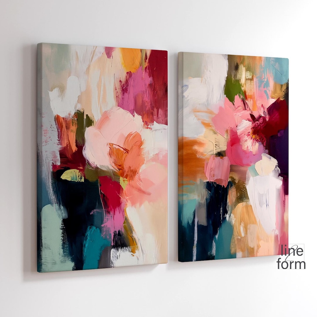 Colorful Abstract Art Print Set of 2: Modern Wall Decor (digital ...