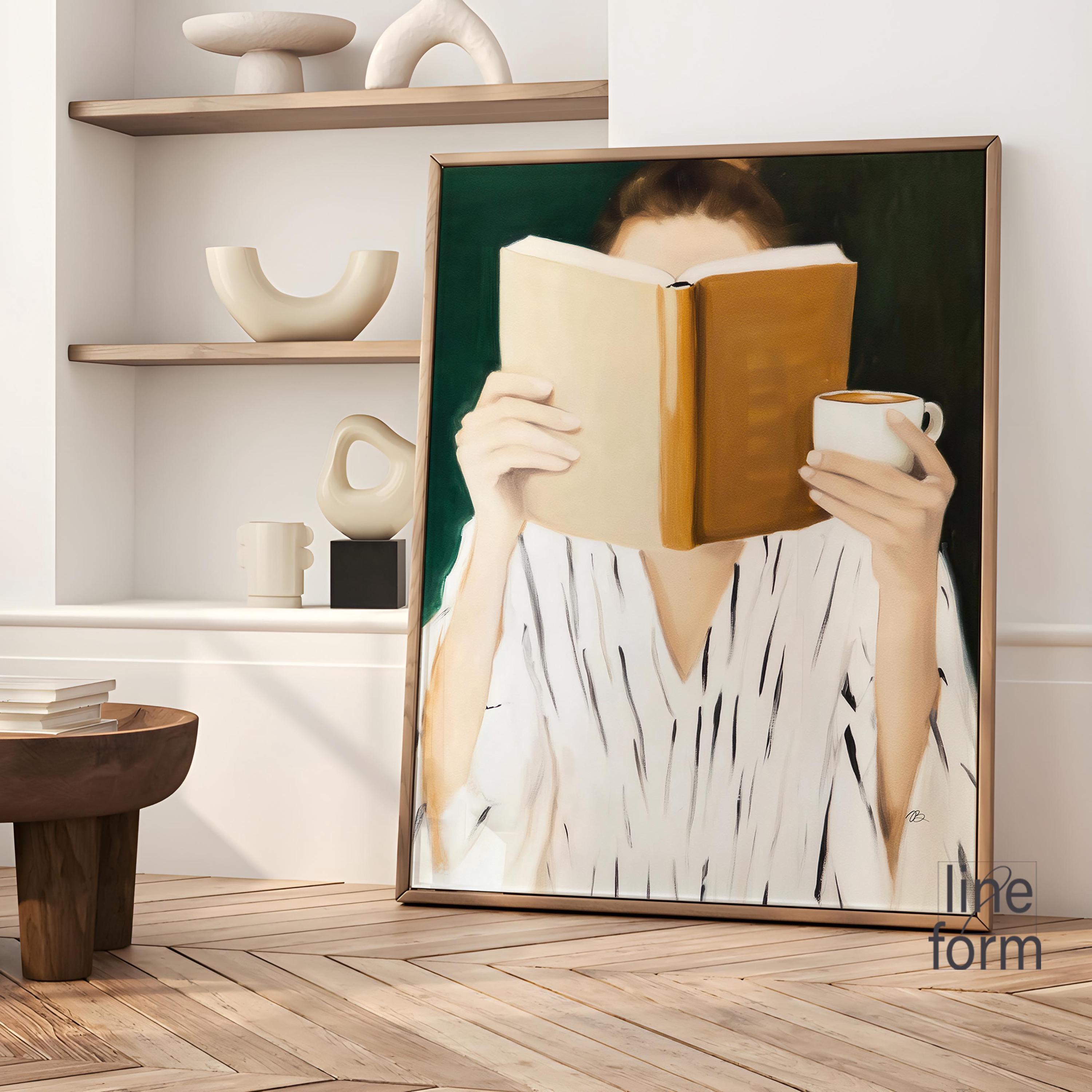 Reading Woman Art Print: Abstract Book Lover, Eclectic Home Decor - Etsy