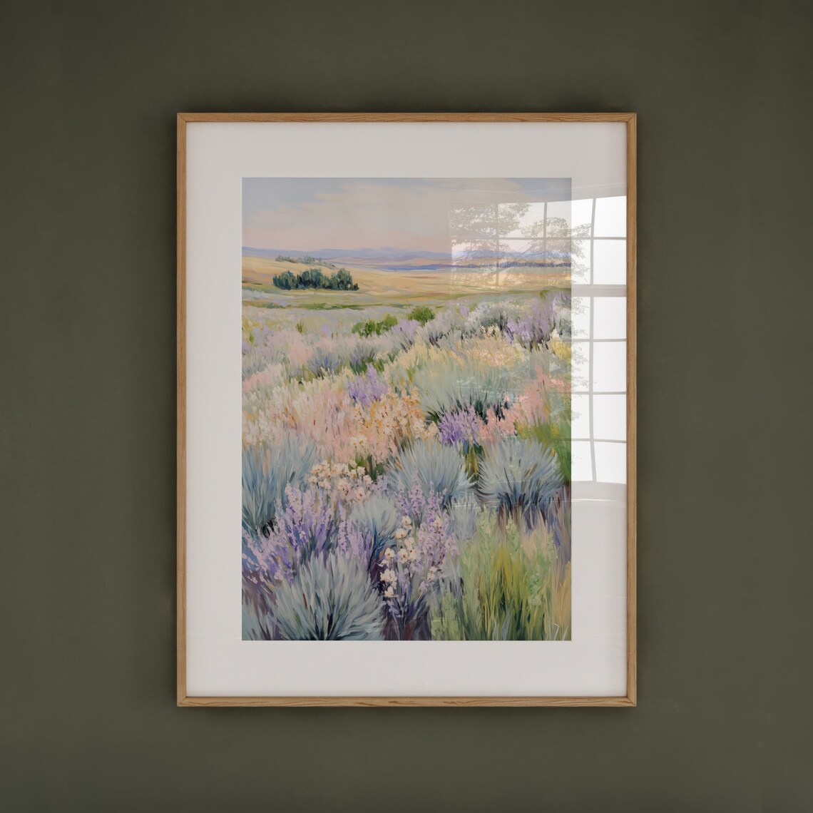 Abstract Meadow Landscape Print: Pastel Wildflower Field (digital ...