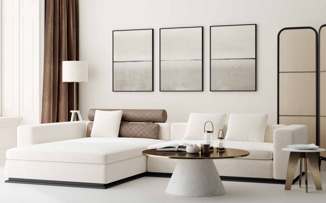 Minimal Textured Wall Art Greige Abstract Gallery Wall Art Set - Etsy