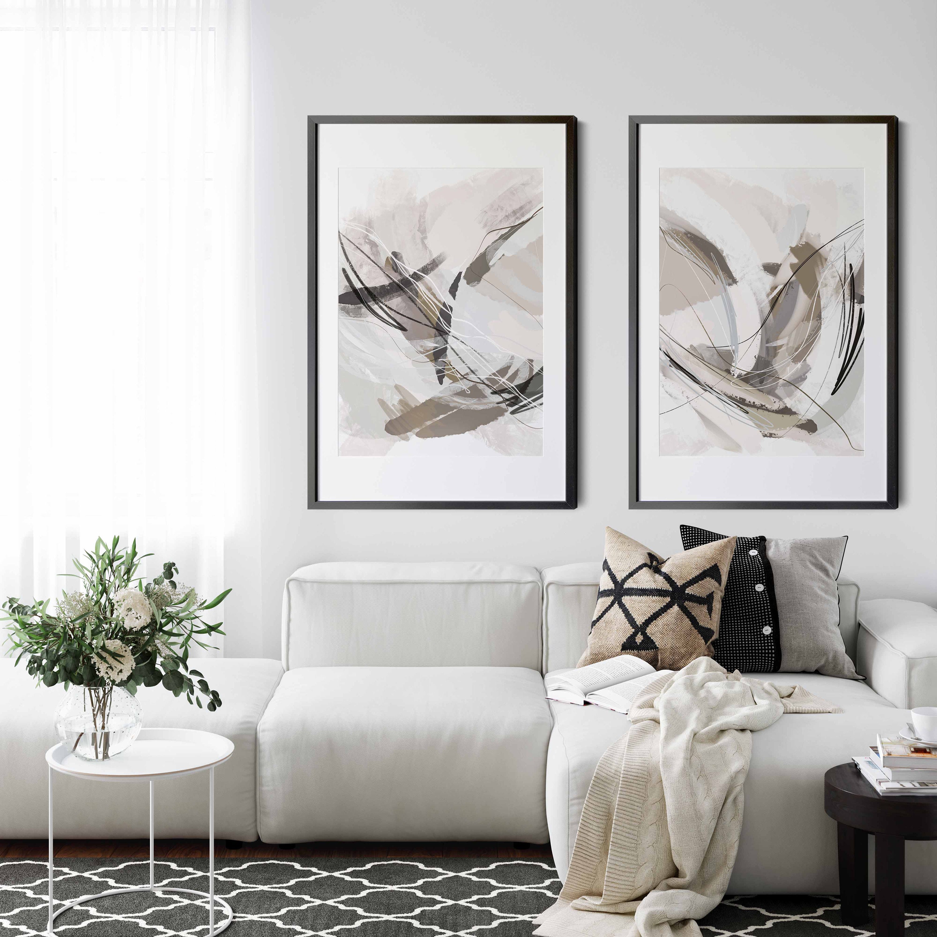 Modern Simple Neutral Gallery Wall Art Set of 2 Pastel Nordic - Etsy