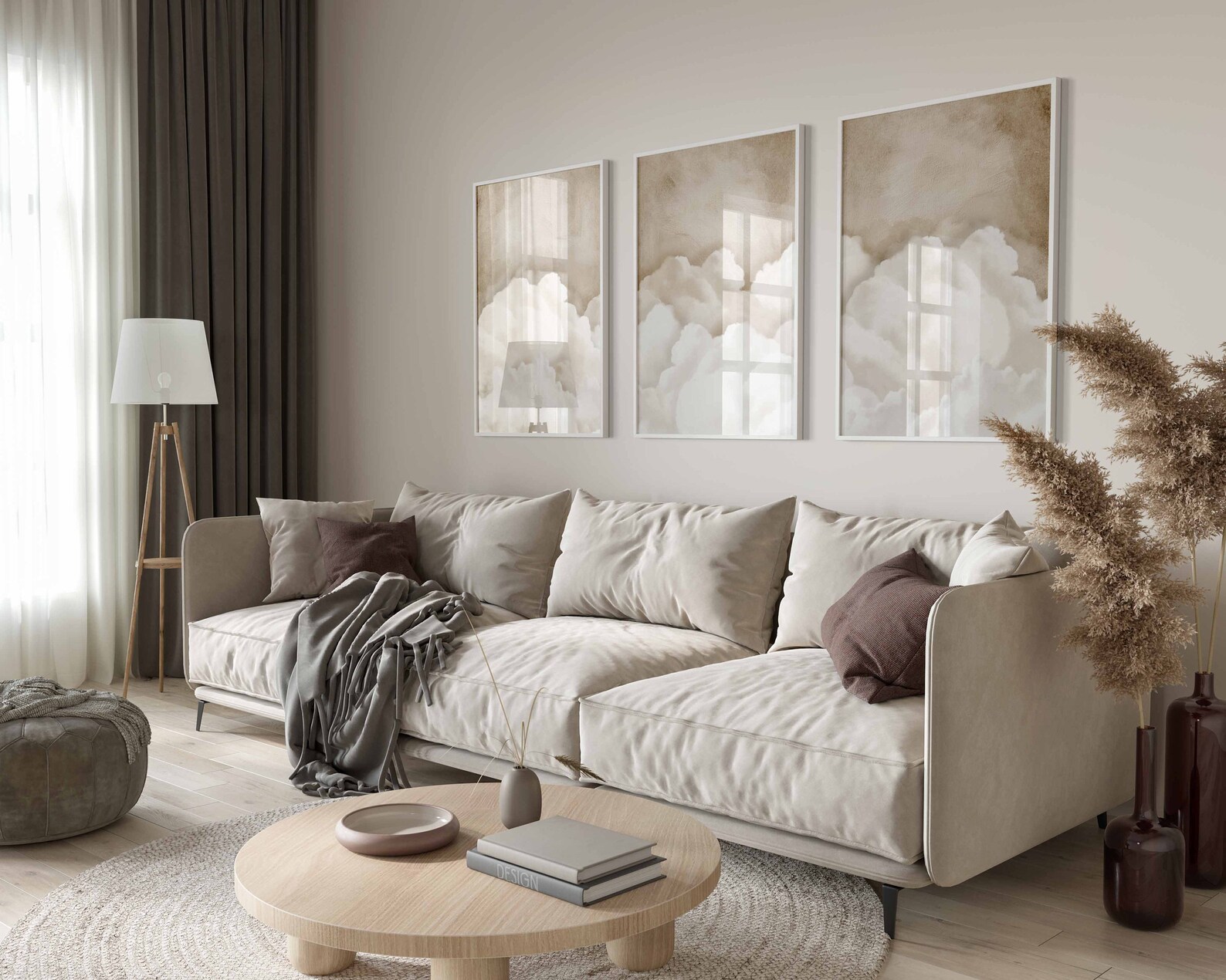 Cloud Wall Art Set of 3 Beige Cloud Prints Aesthetic Decor - Etsy
