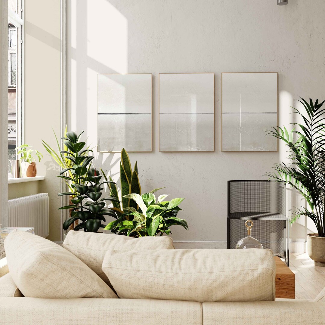 Minimal Textured Wall Art Greige Abstract Gallery Wall Art Set of 3 ...