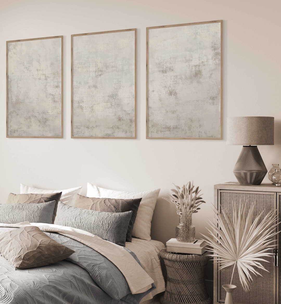 Greige Abstract Gallery Wall Art Set of 3 Simple Neutral Nordic Prints ...