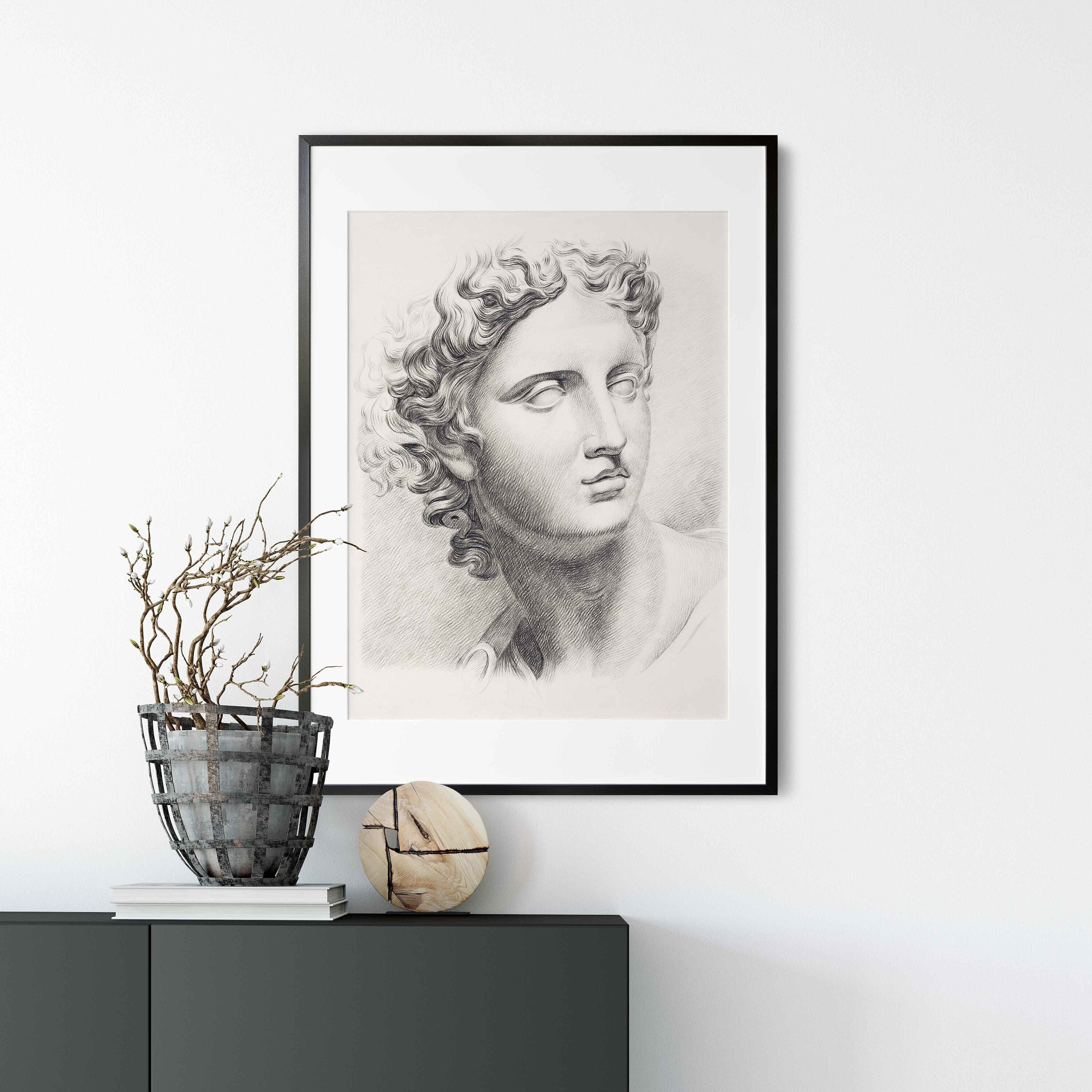 Roman Sculpture Pencil Drawing Print Nordic Wall Art Marble - Etsy