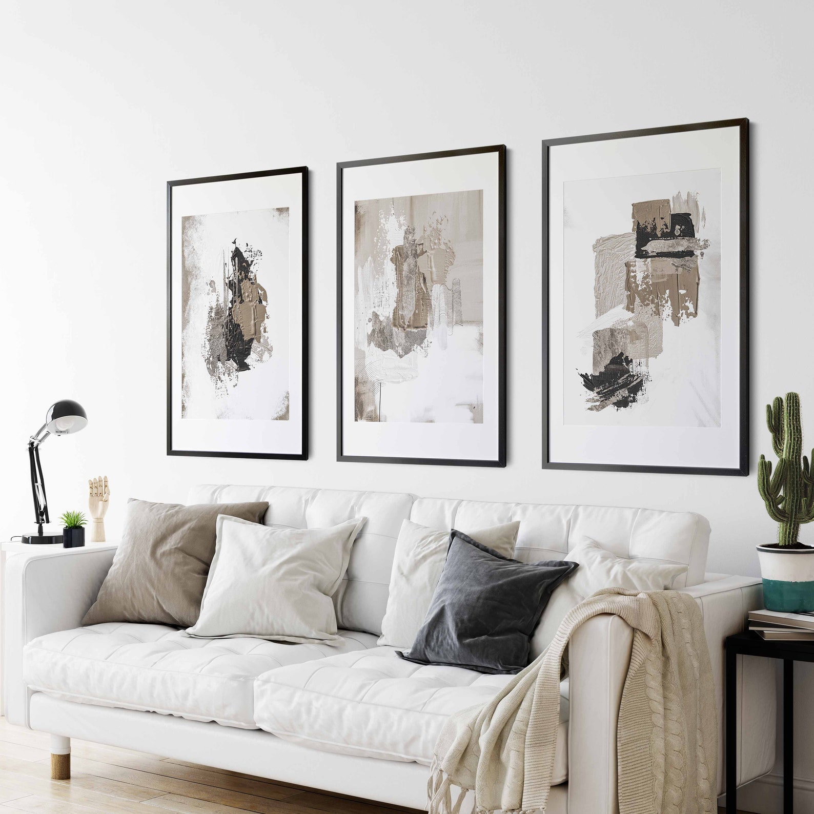 Greige Simple Abstract Gallery Wall Art Set of 3 Neutral - Etsy