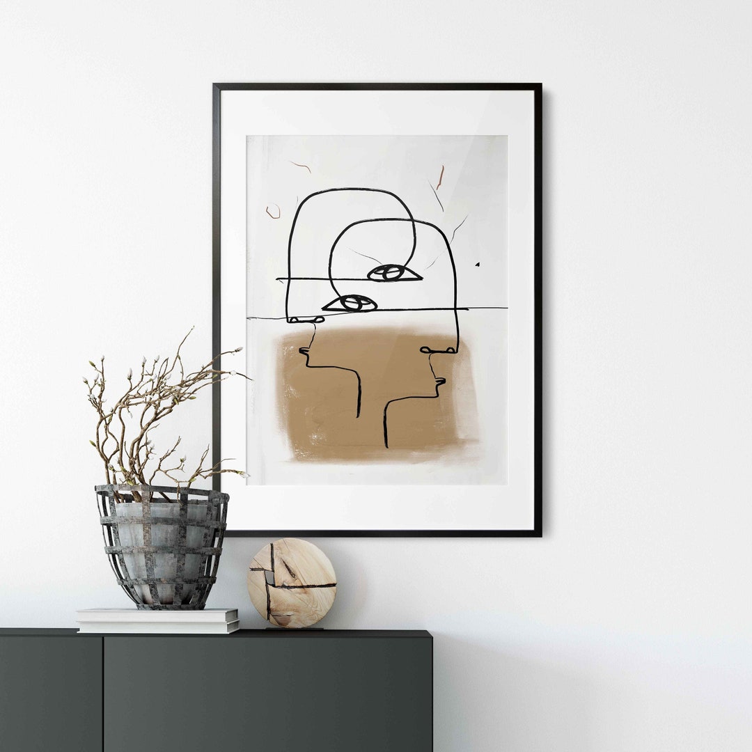 Modern Line Drawing Abstract Sketch One Line Art Abstract Head Line ...