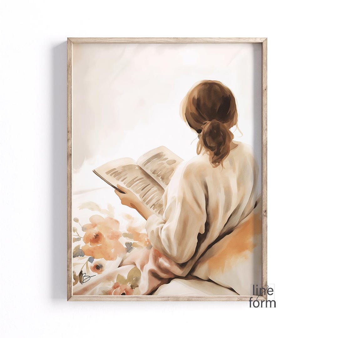 Woman Reading Watercolor Print, Abstract People Art, Eclectic Wall ...