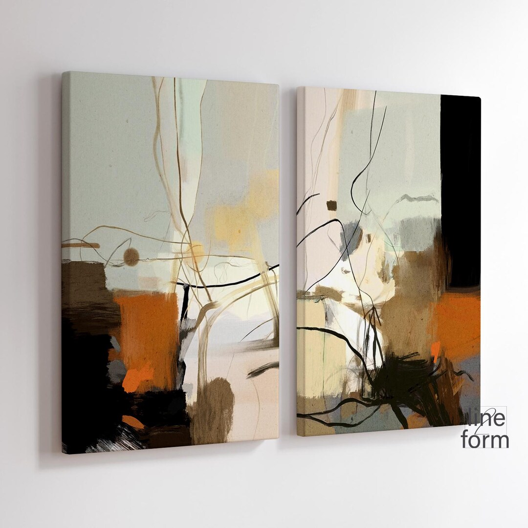 Earth Tone Wall Art Abstract Set of 2 Prints Modern Printable Wall Art ...