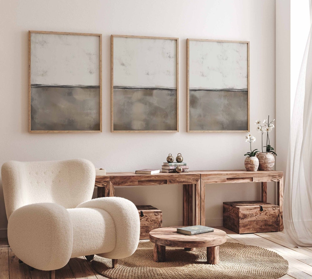 Simple Modern Rustic Abstract Print Set Gallery Wall Art Set of 3 ...