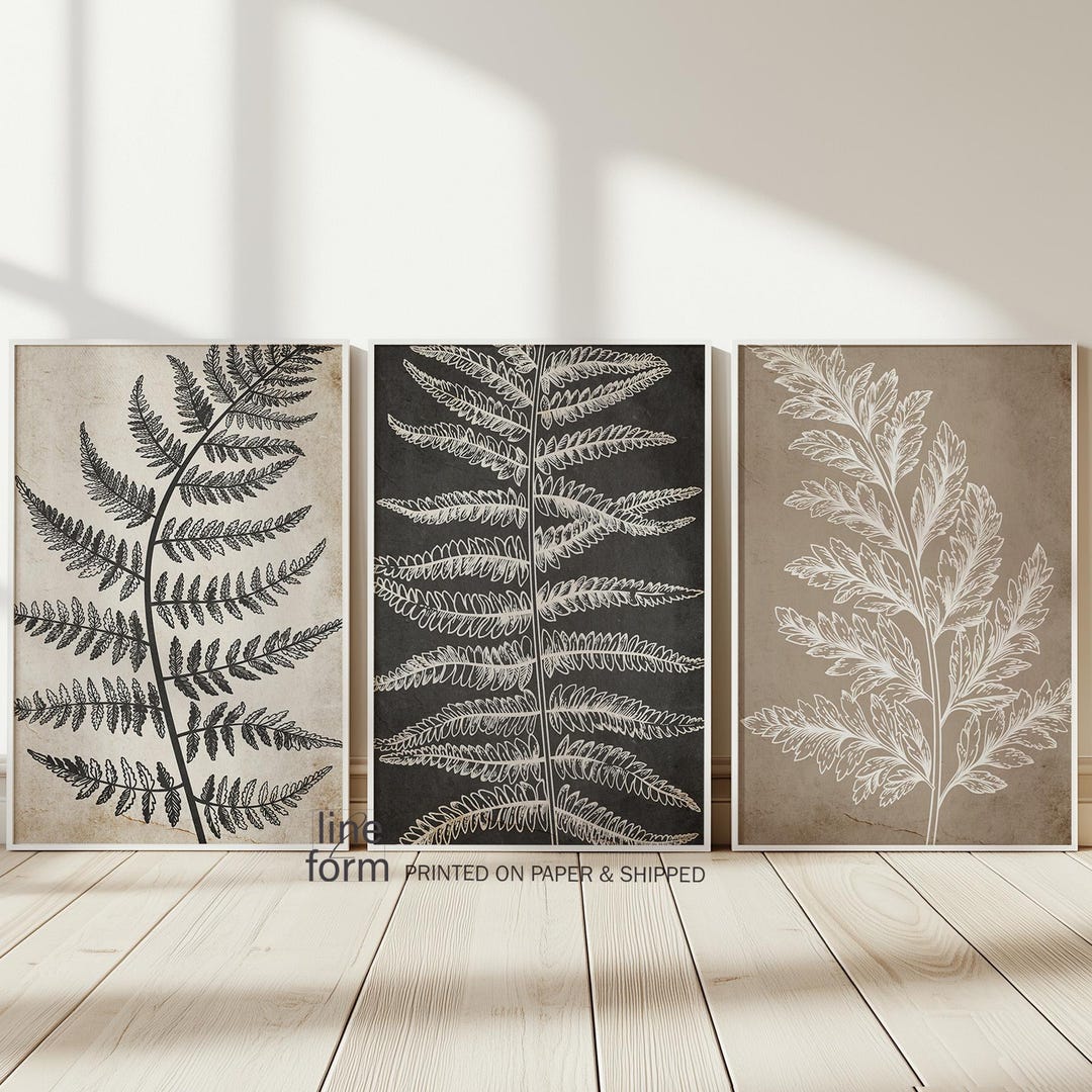 Leaf Botanical Print Set of 3, Fern Botanical Prints, Boho Gallery Wall ...