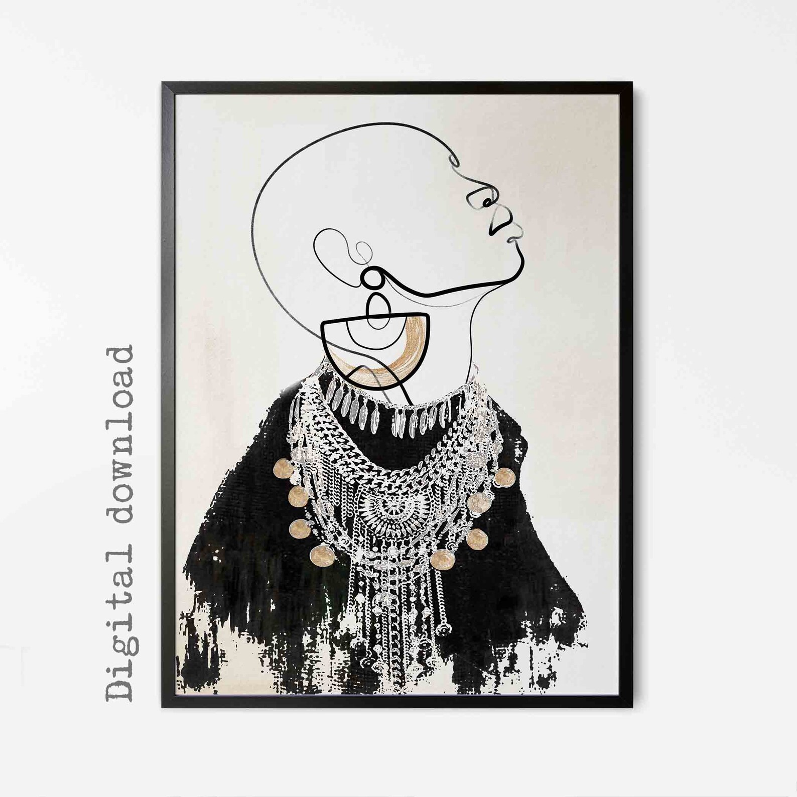 African American Art Modern Line Drawing Set of 2 Prints Hands Line ...