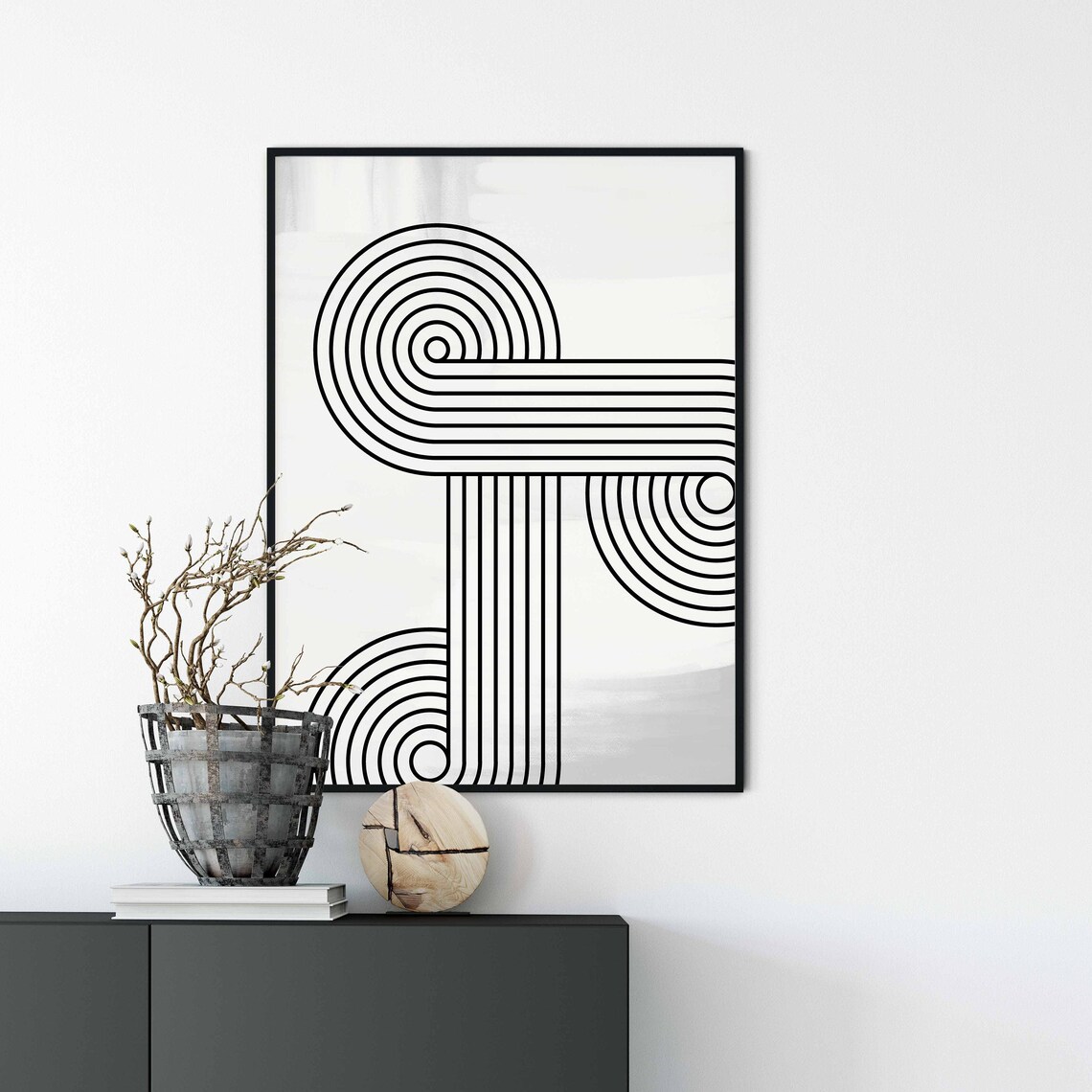 Retro Lines Art Bauhaus Print Geometric Mid-century Line Art - Etsy
