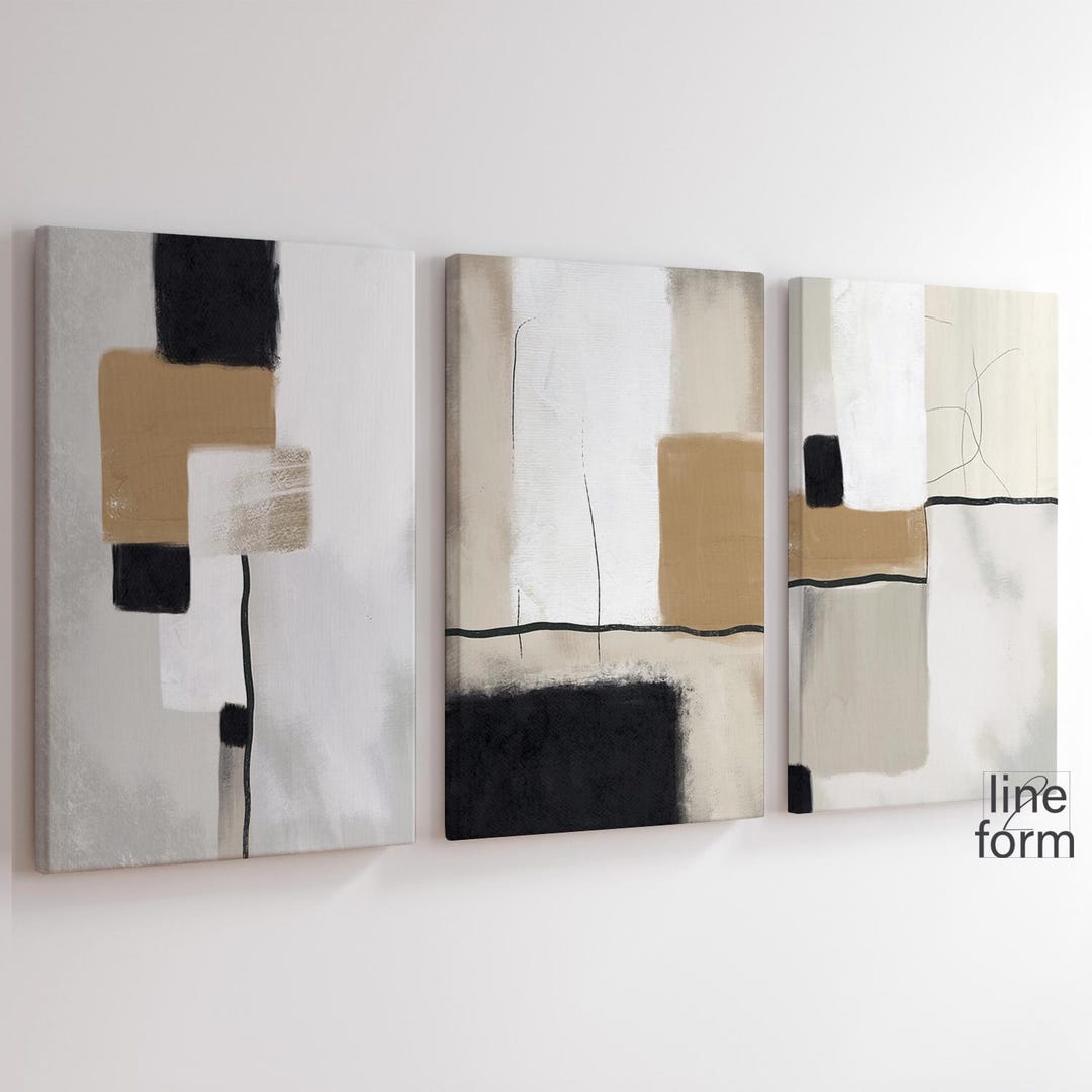 Simple Neutral Abstract Gallery Wall Art Set of 3 Abstract Nordic Wall ...