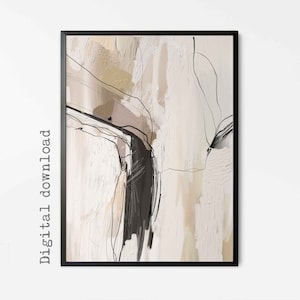 Beige Abstract Art Print Set Gallery Wall Art Set of 3 Simple Neutral ...