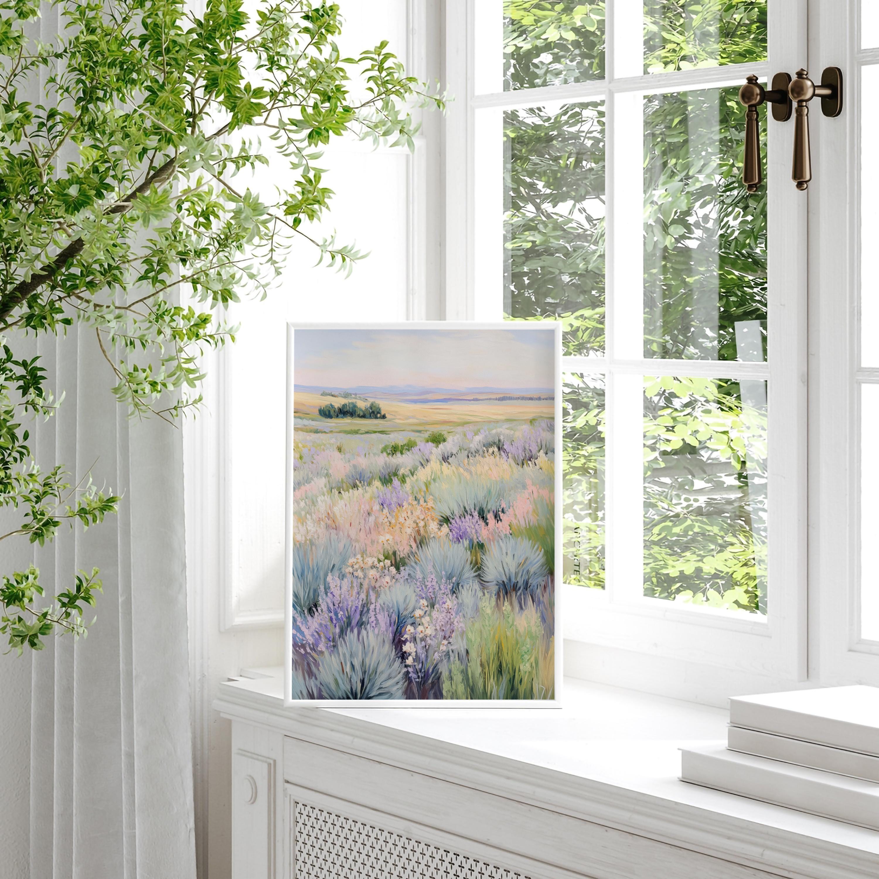 Abstract Meadow Landscape Print: Pastel Wildflower Field (digital ...
