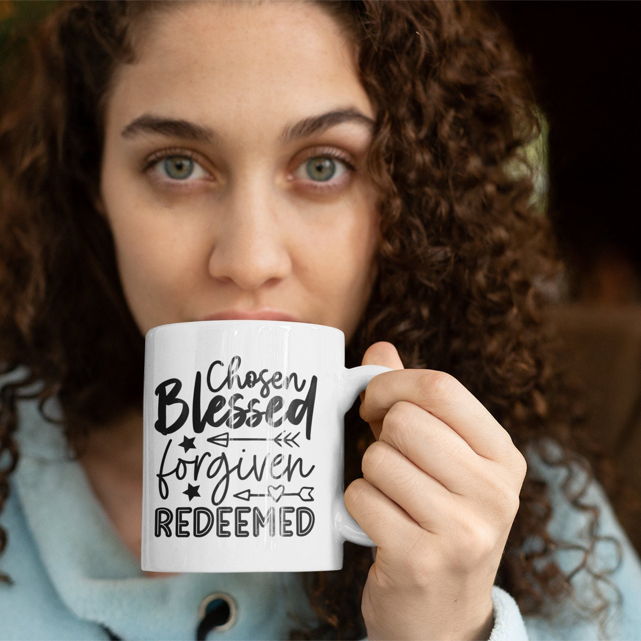 Christian Mugs, Bible Verse Mug, Chosen Blessed Forgiven Redeemed ...