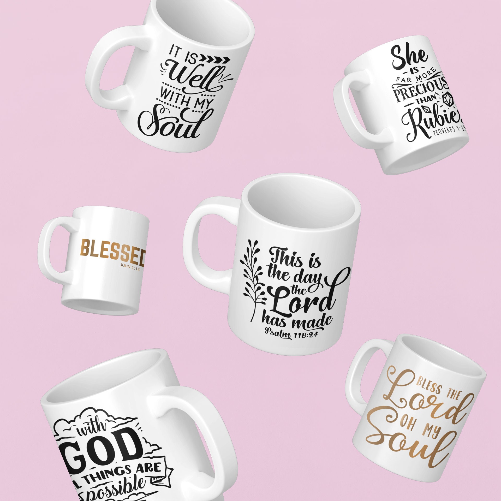 Christian Mugs, Bible Verse Mug, Chosen Blessed Forgiven Redeemed ...