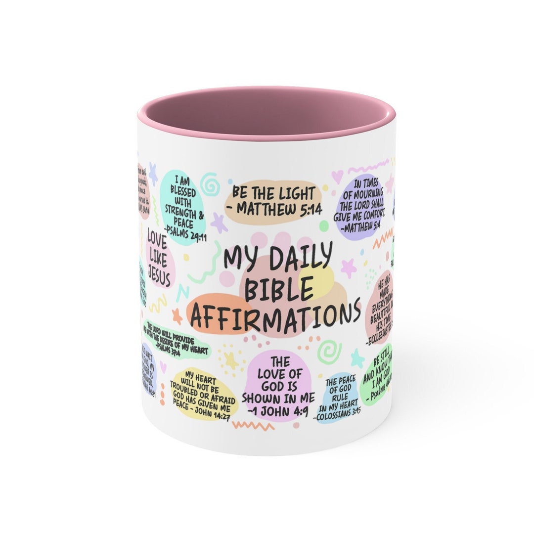 My Daily Bible Affirmations Mug, Bible Quotes Mug, Bible Verse Mug ...