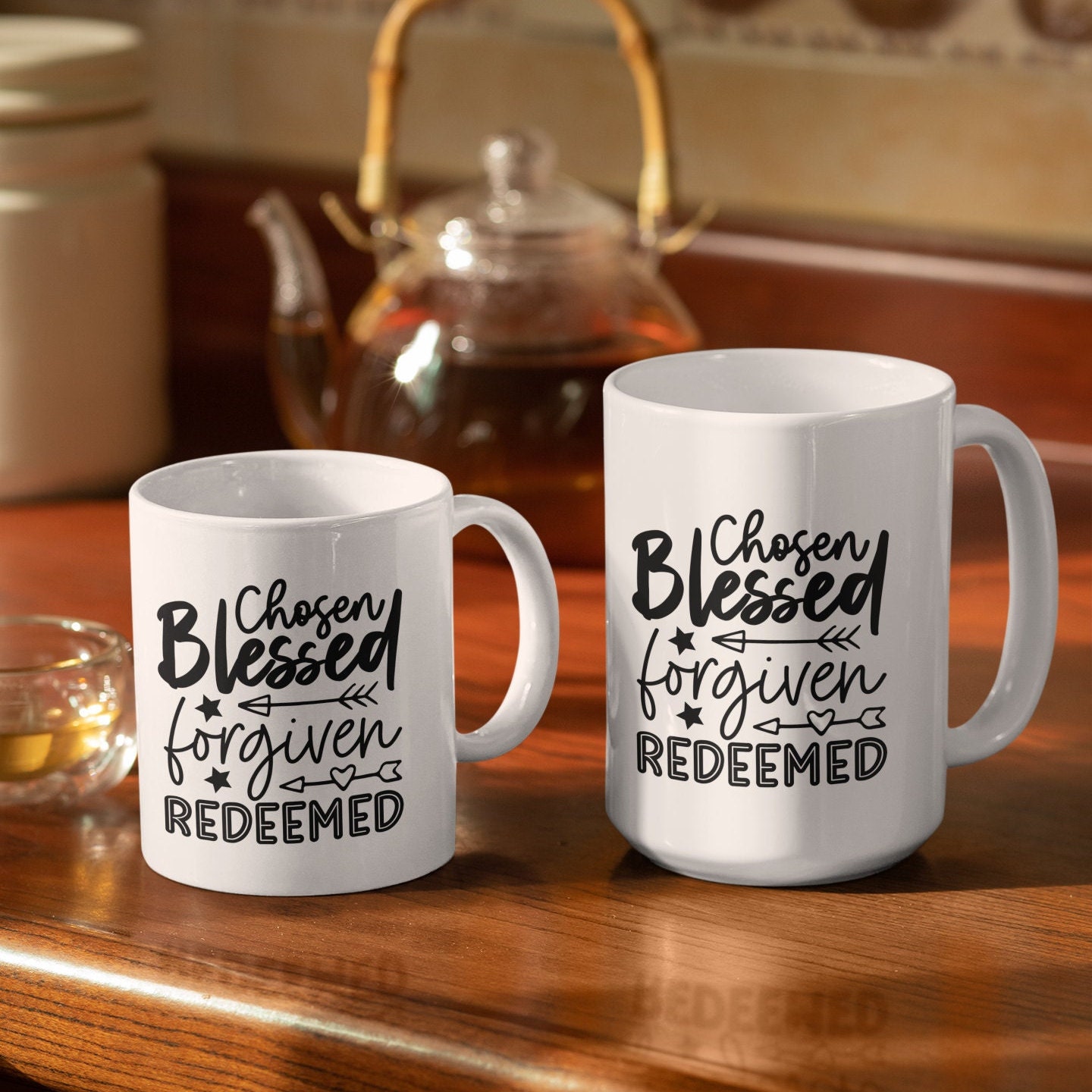 Christian Mugs, Bible Verse Mug, Chosen Blessed Forgiven Redeemed ...