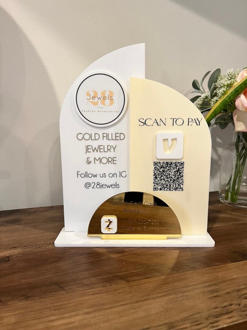 Logo With Scan to Pay QR Code Sign Laser Cut File| Sign SVG| Glowforge ...