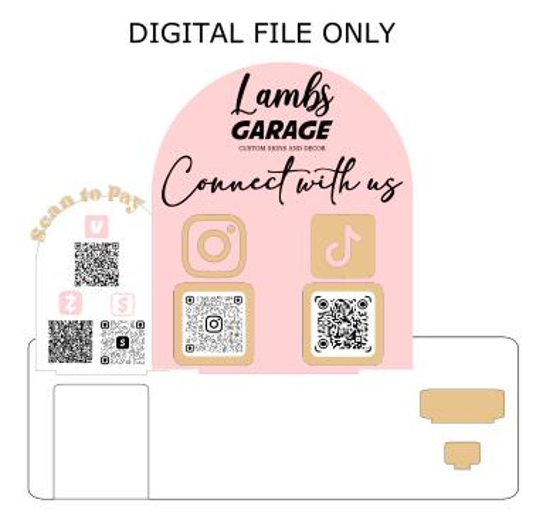 QR Code Chip Reader Slot and Biz Card Holder Sign Laser Cut File ...