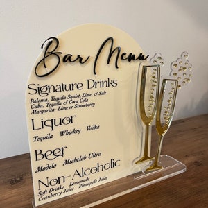 Elegant Wedding Bar Menu SVG | Custom Champagne Flute Sign | Laser Cut ...