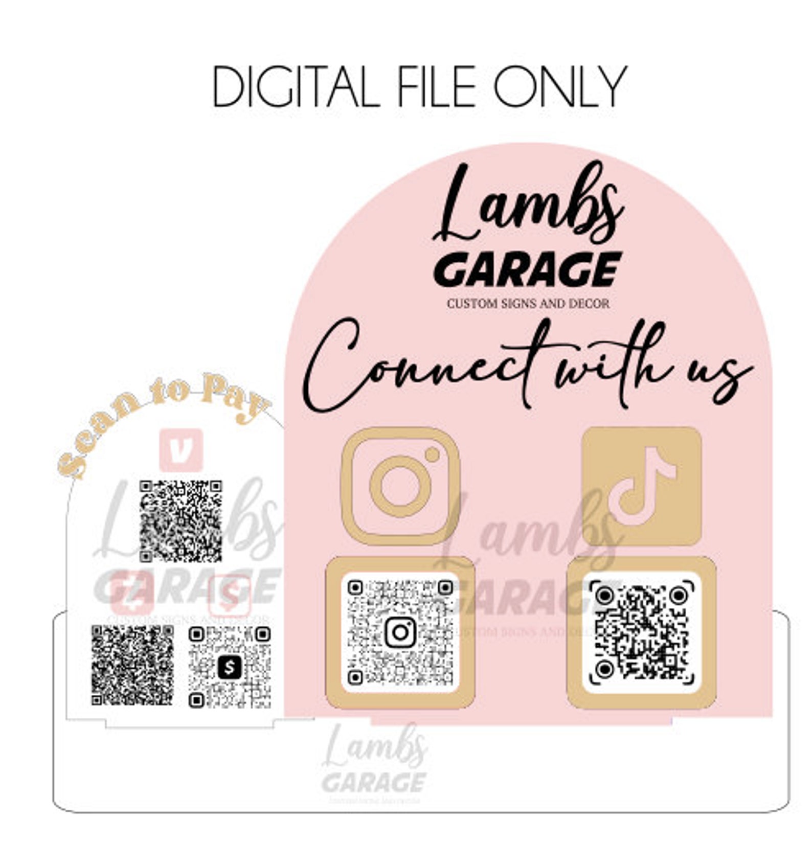 Connect With Us QR Code Sign Laser Cut File, Sign SVG, Glowforge File ...