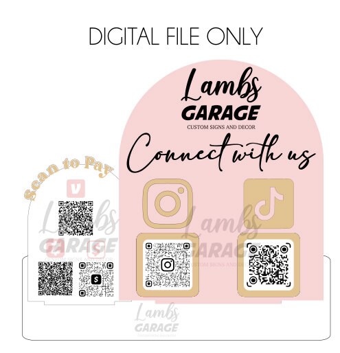 Connect With Us QR Code Sign Laser Cut File, Sign SVG, Glowforge File ...