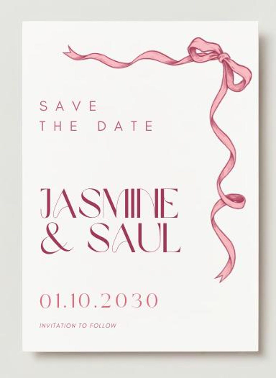 Pink Bow Save the Date, Editable Template, Instant Download, Wedding ...