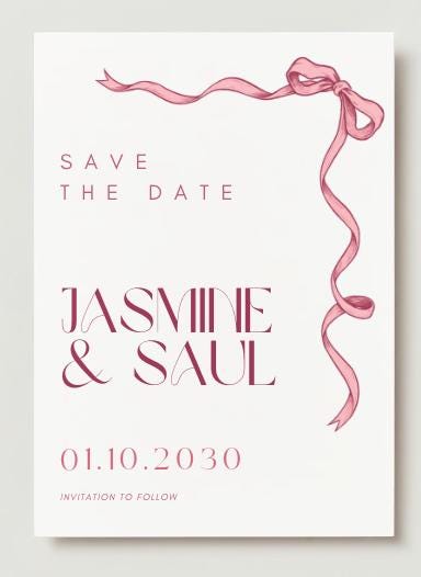 Pink Bow Save the Date, Editable Template, Instant Download, Wedding ...