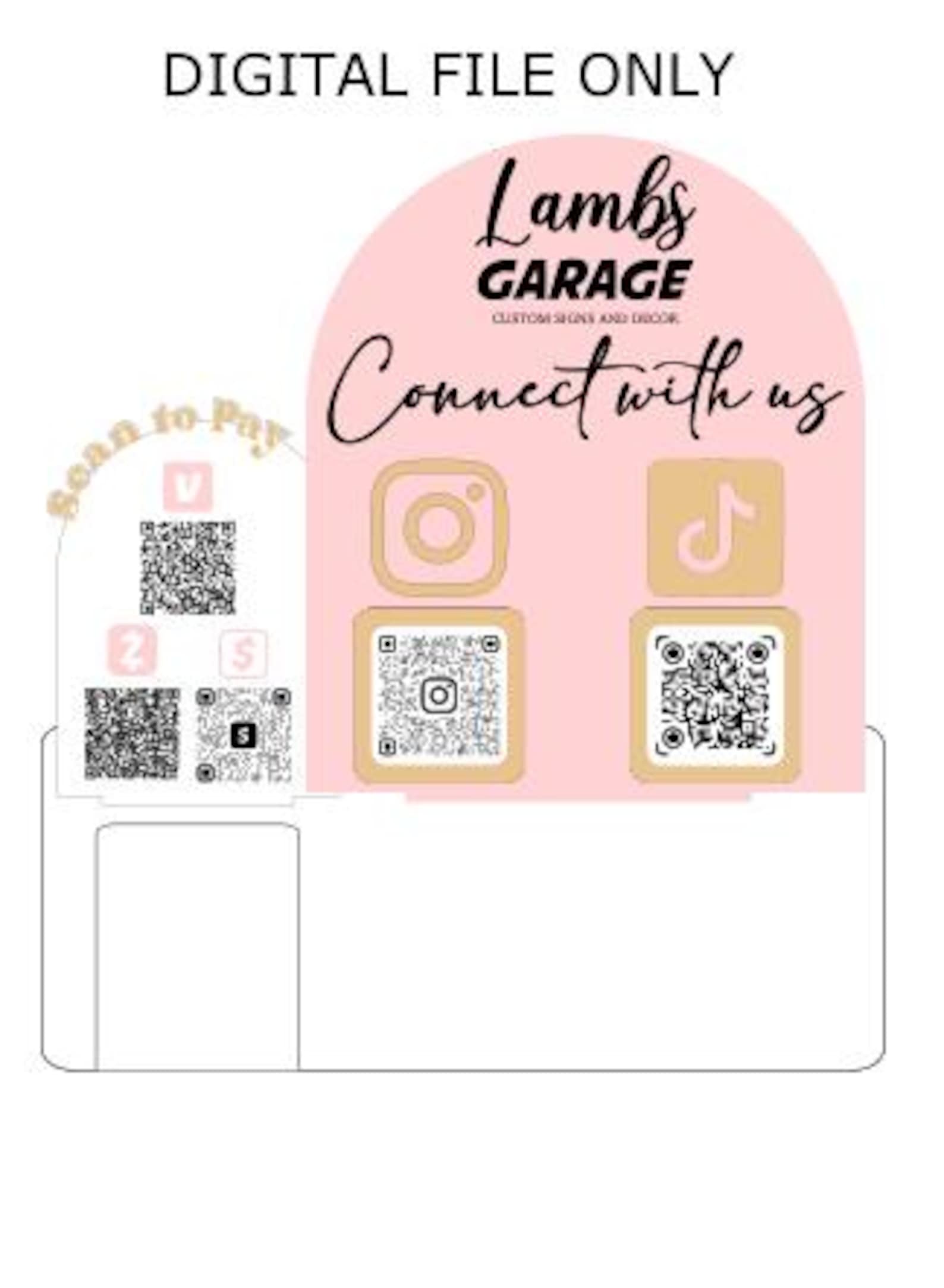 Connect With Us QR Code and Chip Reader Slot Sign Laser Cut File ...