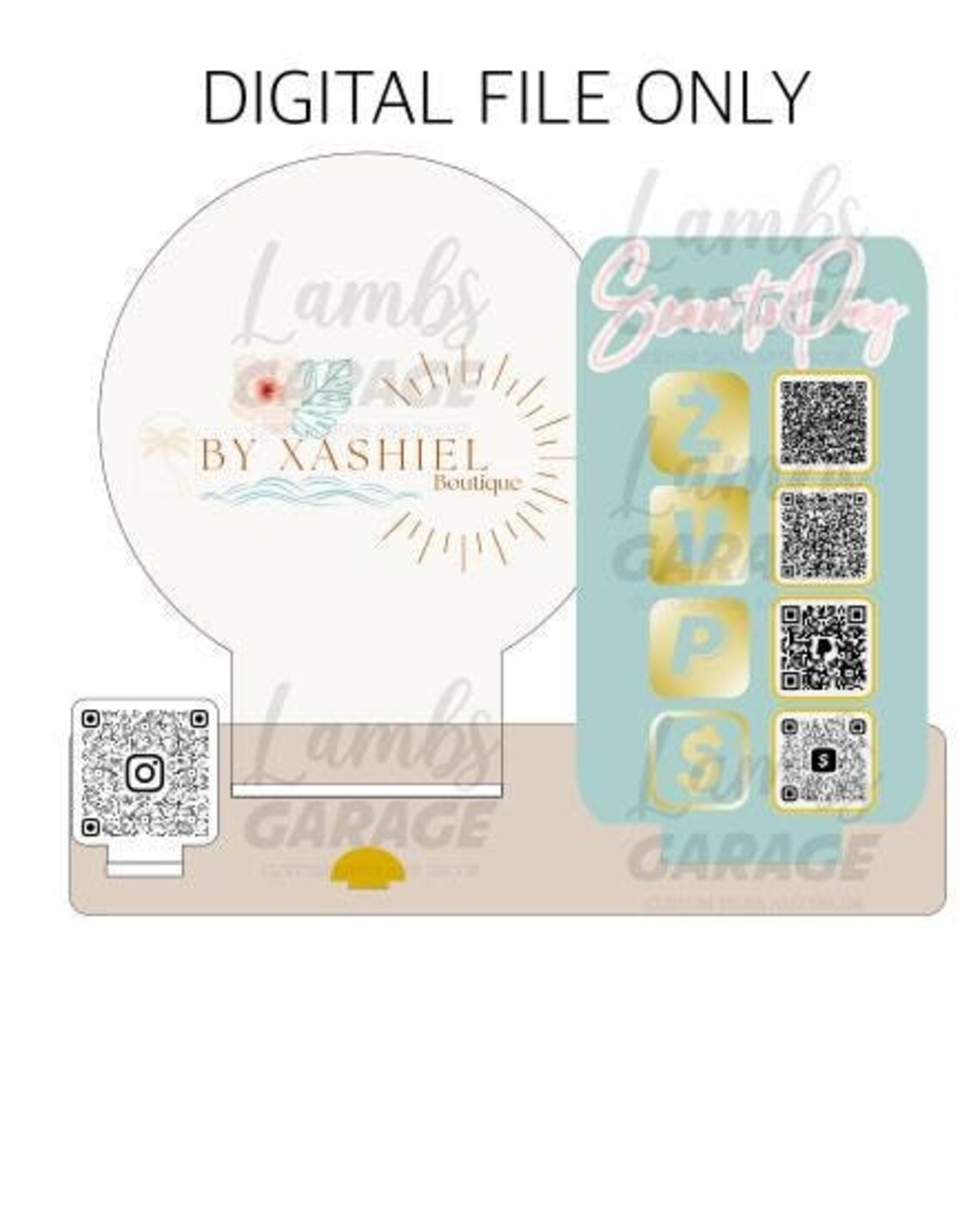 Round Logo Scan to Pay QR Code Sign Laser Cut File, Sign SVG, Glowforge ...