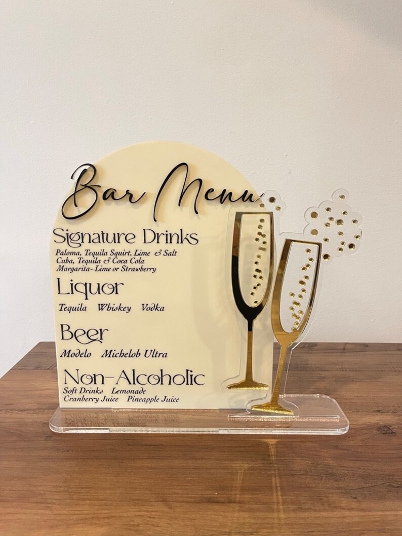 Wedding Bar Sign Menu SVG| Custom Bar Sign SVG| Champagne Flute Bar ...