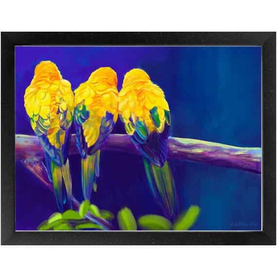 Three Colorful Birds by Michelle Rouse 16x20 | Etsy