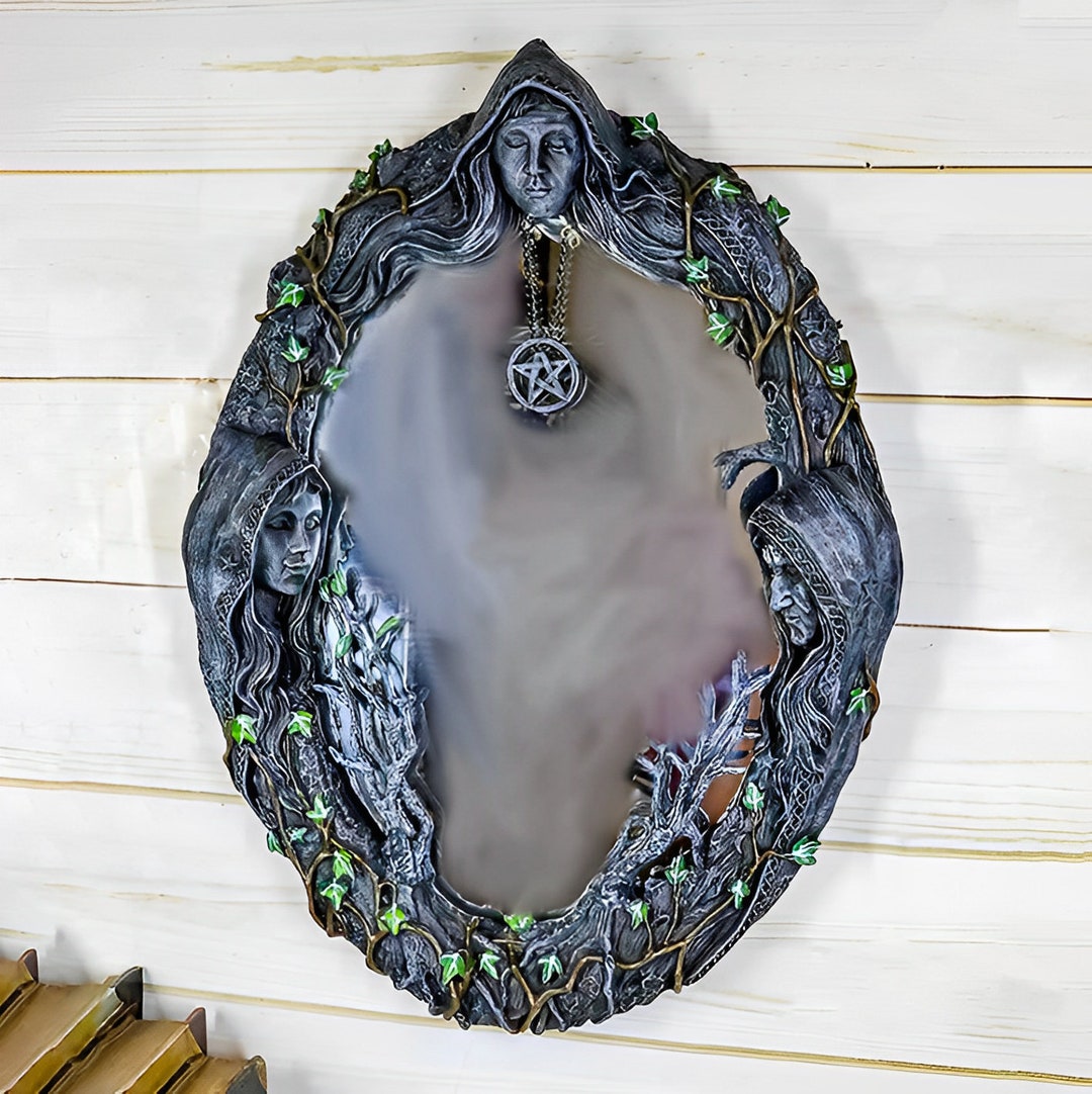 Wicca Mirror Hanging Triple Goddess Moon Witch Mirror Ornament - Etsy